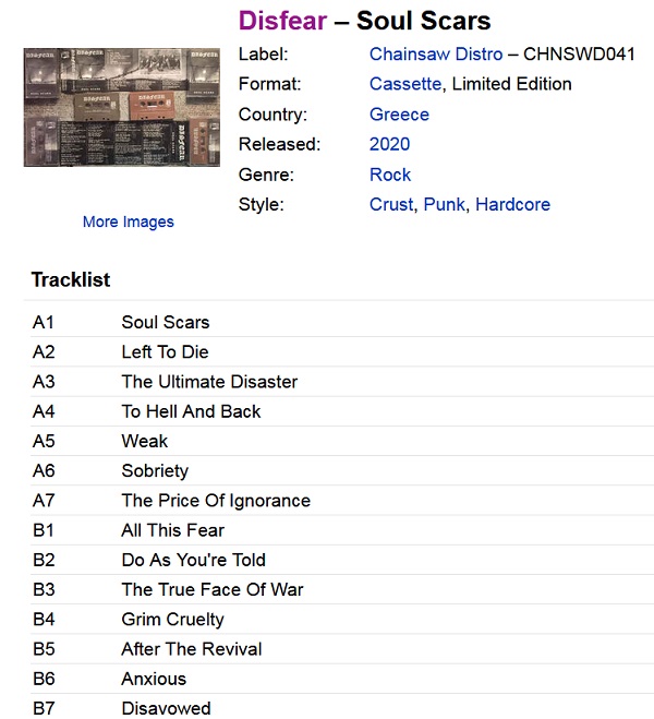 Disfear - Soul Scars * - zwaertgevegt